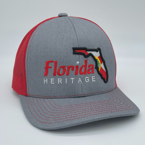 Florida Heritage Florida flag Heather Grey/Red hat – Florida Heritage ...