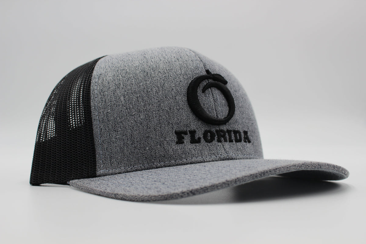 Florida Snapback Heather Grey/Black Black logo – Florida Heritage Apparel